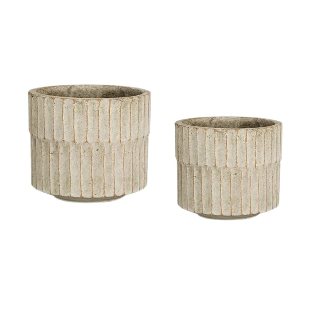 Apiro Round Off White Cement Indoor Plant Pot | Rustic Planter